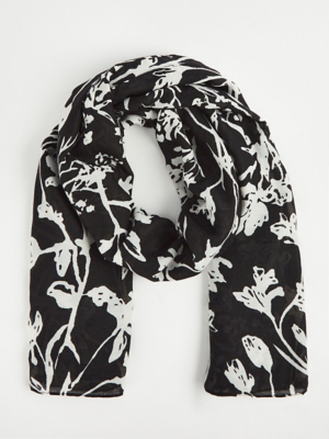 Monochrome Floral Lightweight Scarf | Women | George at ASDA