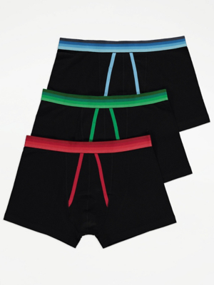 Black Contrast Trim A-Front Trunks 3 Pack | Men | George at ASDA