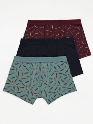 Car Print A-Front Trunks 3 Pack | Men | George at ASDA