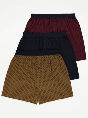 Geo Print Loose Fit Boxers 3 Pack | Men | George at ASDA