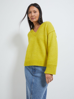 Bright Green Knitted V Neck Jumper | Women | George at ASDA