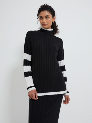 Black Striped Ribbed Knitted Jumper | Women | George at ASDA