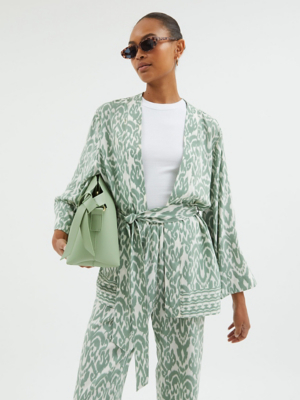 Green Animal Print Belted Border Co-ord Kimono | Women | George at ASDA