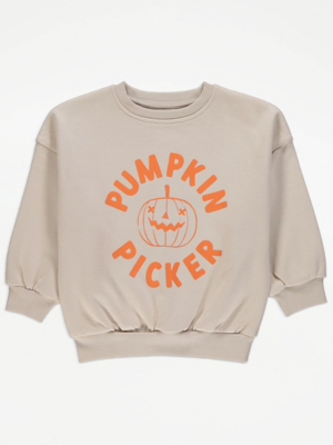 Halloween Beige Pumpkin Picker Oversized Sweatshirt | Kids | George at ASDA