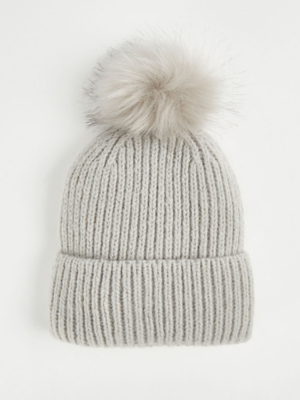 Grey Pom Pom Beanie Hat | Women | George at ASDA