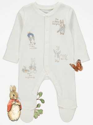 Peter Rabbit Cream Rib Character Sleepsuit | Baby | George at ASDA