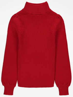 Red Knitted Funnel Neck Jumper | Kids | George at ASDA