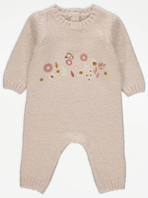 Oatmeal Floral Knit All In One | Baby | George at ASDA