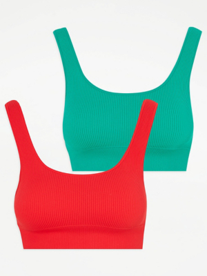Bright Ribbed Comfort Bras 2 Pack | Lingerie | George at ASDA