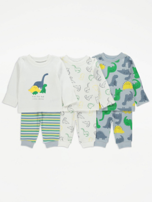 Striped Dinosaur Pyjamas 3 Pack | Baby | George at ASDA