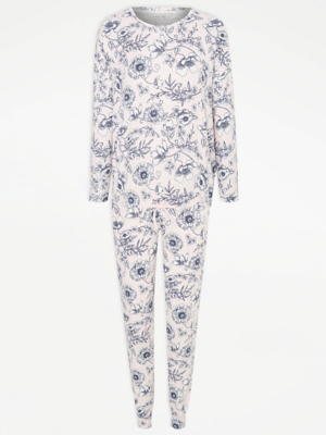 Pink Floral Soft Knit Pyjamas | Lingerie | George at ASDA