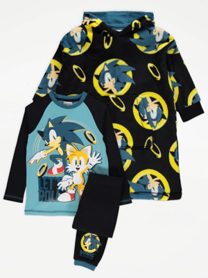 Sonic The Hedgehog Black Snuggle Hoodie and Pyjamas | Kids | George at ASDA