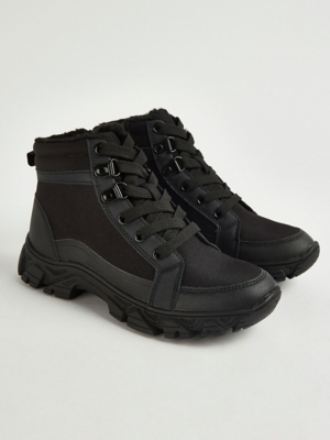 Black Lace Up Utility Boots | Kids | George at ASDA