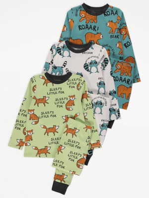Animal Pyjamas 3 Pack | Kids | George at ASDA