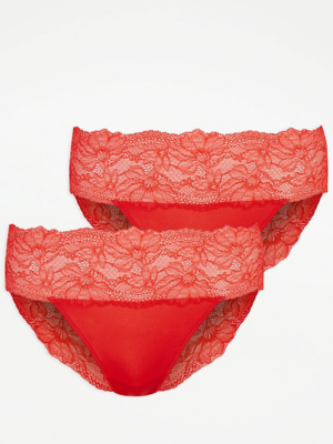 Red Lace Bandeau Short Knickers 2 Pack | Lingerie | George at ASDA