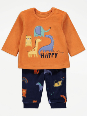 Orange Feeling Happy Animal Fleece Pyjamas | Baby | George at ASDA