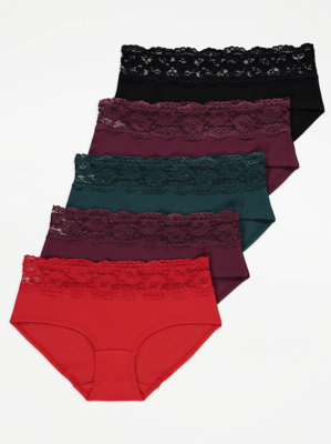 Lace Top Short Knickers 5 Pack | Lingerie | George at ASDA