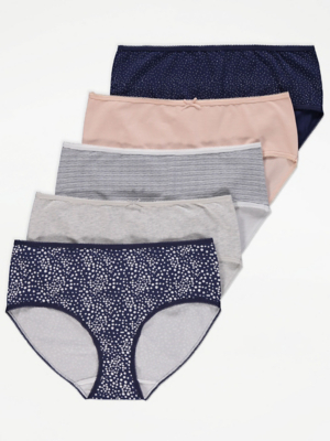 Patterned Midi Knickers 5 Pack | Lingerie | George at ASDA