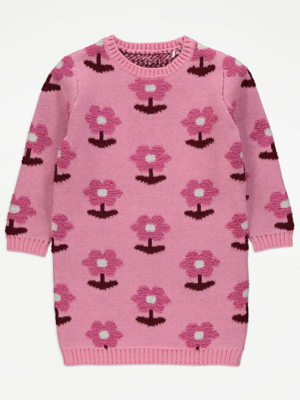 Pink Floral Knitted Jumper Dress | Kids | George at ASDA