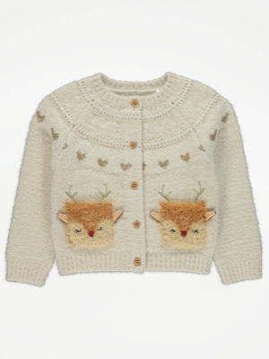 Cream Reindeer Christmas Cardigan | Kids | George at ASDA