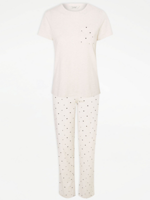 Cream Mini Heart Pyjamas Gift Set | Lingerie | George at ASDA