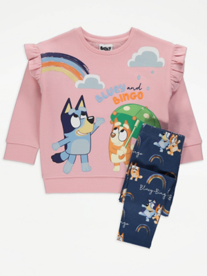 Bluey Pink Frilly Sweatshirt and Leggings Outfit | Kids | George at ASDA