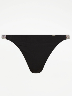 Entice Black Sparkle Thong | Lingerie | George at ASDA
