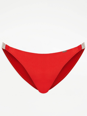 Entice Red Diamante Trim Tanga Knickers | Lingerie | George at ASDA