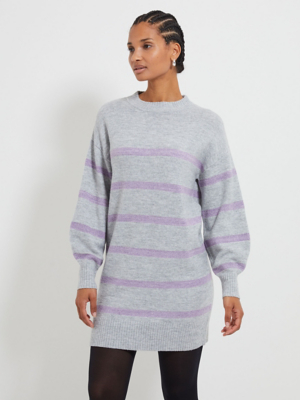 Grey Metallic Striped Knitted Longline Tunic | Women | George at ASDA