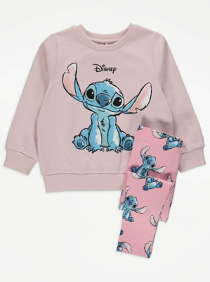 Disney Lilo and Stitch Pink Sweatshirt and Leggings Outfit | Kids ...
