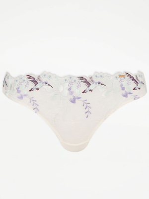 Entice White Hummingbird Embroidered Thong | Lingerie | George at ASDA