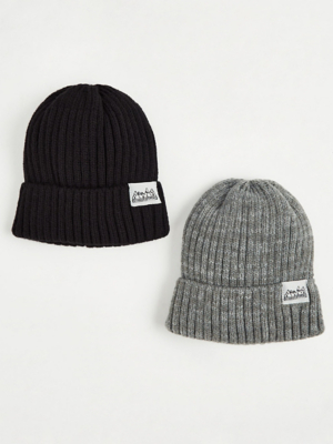 Wilderness Adventure Knitted Beanie Hats 2 Pack | Kids | George at ASDA