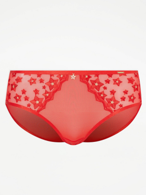 Entice Red Star Embroidered Short Knickers | Lingerie | George at ASDA