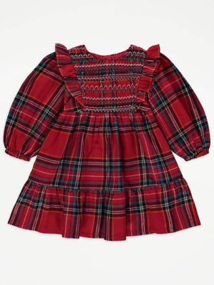 Red Checked Tiered Christmas Dress | Kids | George at ASDA