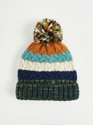 Multicoloured Cable Knit Bobble Hat | Kids | George at ASDA