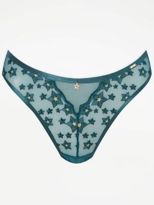 Entice Green Star Embroidered High Leg Knickers | Lingerie | George at ASDA