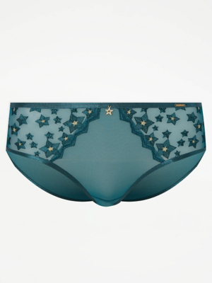 Entice Green Star Embroidered Short Knickers | Lingerie | George at ASDA