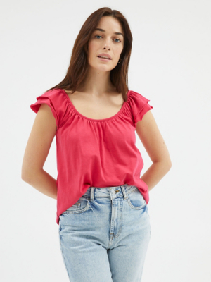 Pink Frill Sleeve Top | Women | George at ASDA