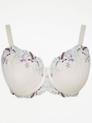 Entice Ivory Hummingbird Embroidered Non-Padded Bra | Lingerie | George ...