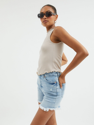 Neutral Ribbed Lettuce Trim Vest | Women | George at ASDA