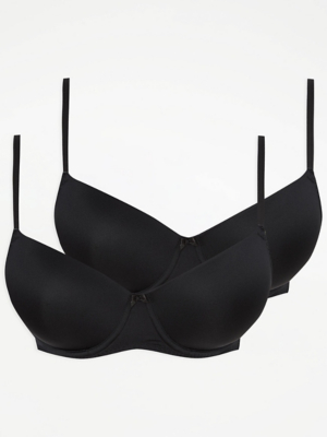 Black Underwired T-Shirt Bra 2 Pack | Lingerie | George at ASDA