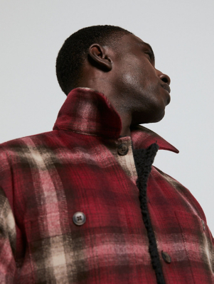 Red Checked Borg Lined Shacket | Men | George at ASDA