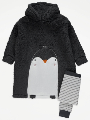 Grey Penguin Snuggle Hoodie and Pyjama Bottoms | Kids | George at ASDA