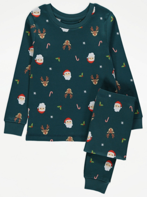 Dark Green Long Sleeve Christmas Pyjamas | Kids | George at ASDA