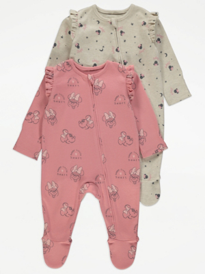 Disney Minnie Mouse Character Zip Up Sleepsuits 2 Pack | Baby | George ...