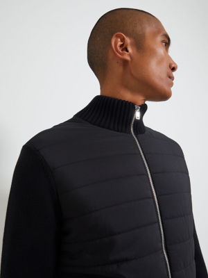 Black Half Padded Zip Up Knitted Jacket | Men | George at ASDA