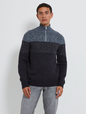 Navy Ombre Quarter Zip Jumper | Men | George at ASDA