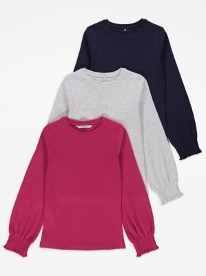 Ribbed Long Sleeve Tops 3 Pack | Kids | George at ASDA