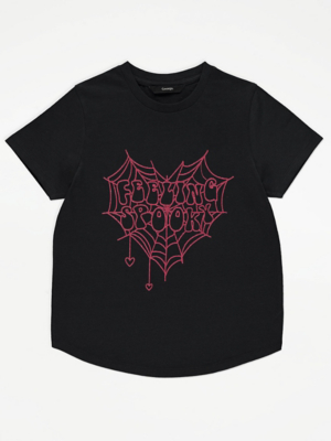 Halloween Black Feeling Spooky Glitter T-Shirt | Kids | George at ASDA