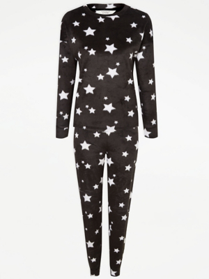 Black Star Fleece Long Sleeve Pyjamas Gift Set | Lingerie | George at ASDA